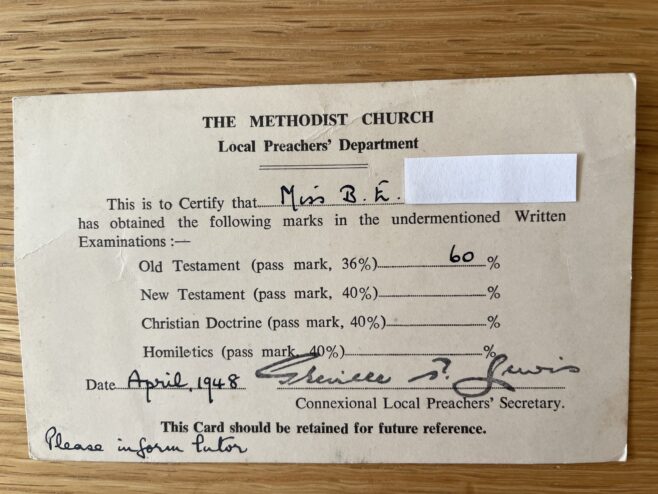 Local Preachers' Department Examination results cards 1948,1950 | Local ...
