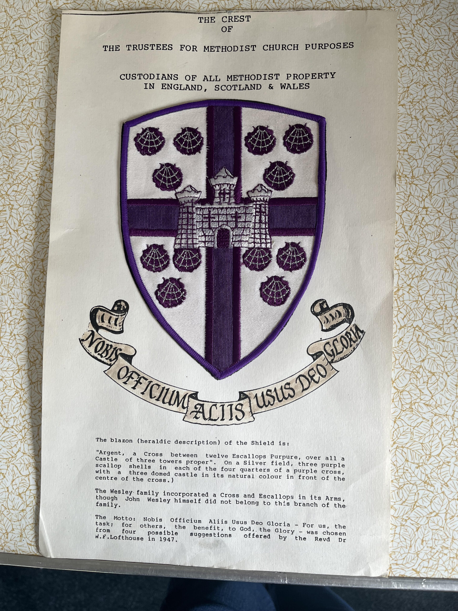 The Crest of the Trustees for Methodist Church Purposes | Memorabilia ...