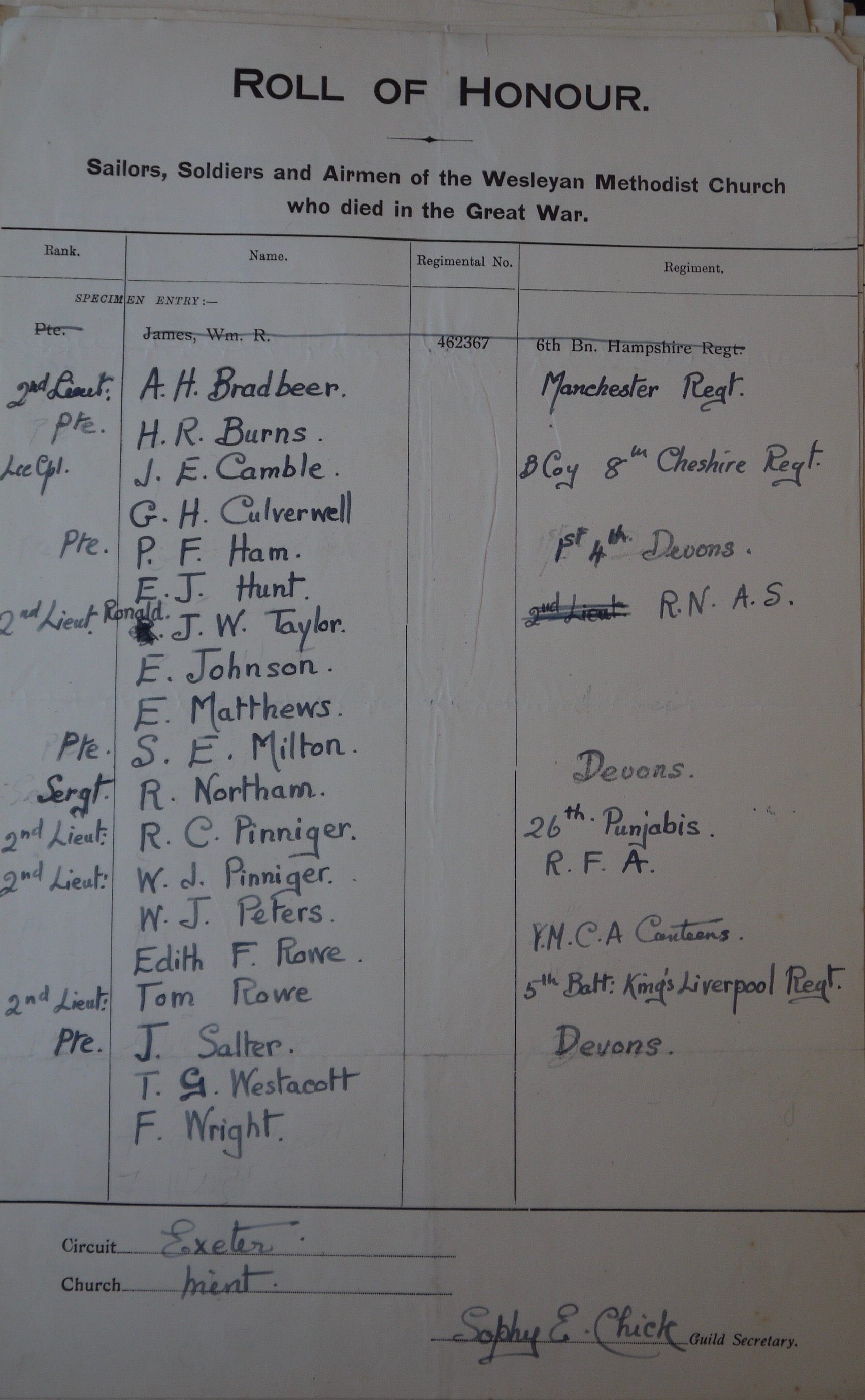 Mint, Exeter | A Wesleyan Roll of Honour | My Methodist History