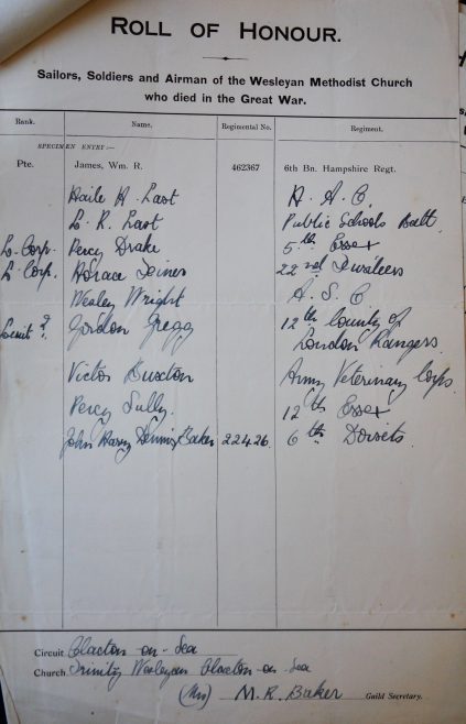 Clacton-on-Sea Circuit | A Wesleyan Roll of Honour | My Methodist History