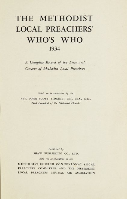 The Methodist Local Preachers' Who's Who 1934 | Who's Who, Research ...